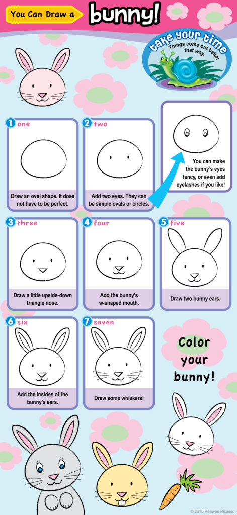 How to Draw a Cute Bunny - Peewee Picasso