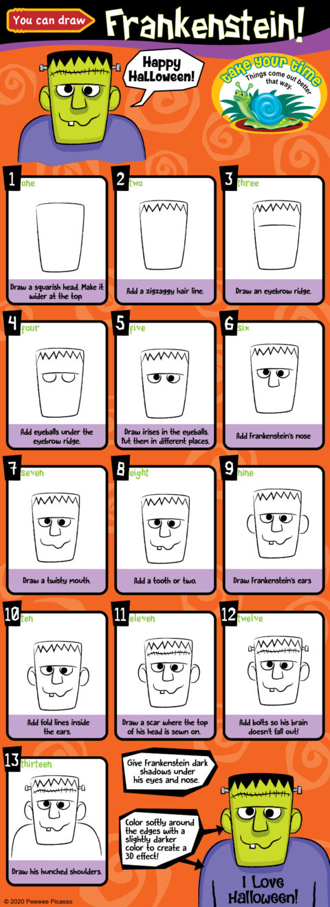 Happy Halloween! Let's draw Frankenstein!! - Peewee Picasso